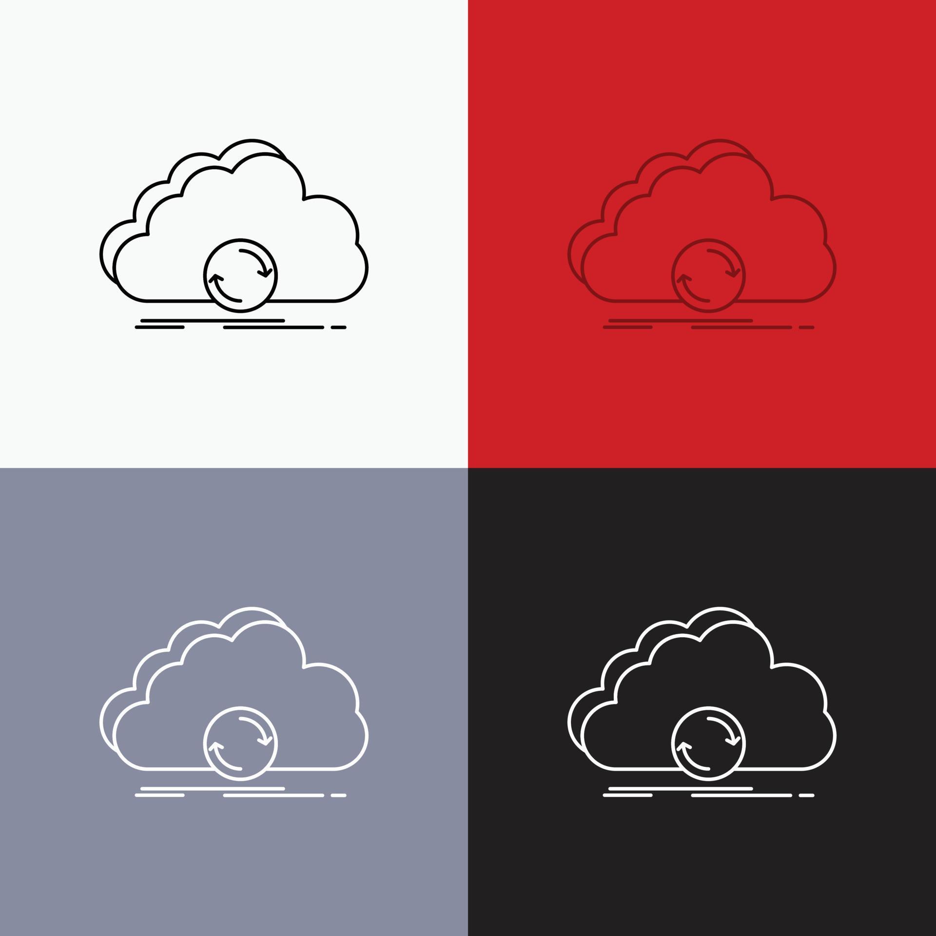 Cloud Syncing Sync Data Synchronization Icon Over Various Background Line Style Design