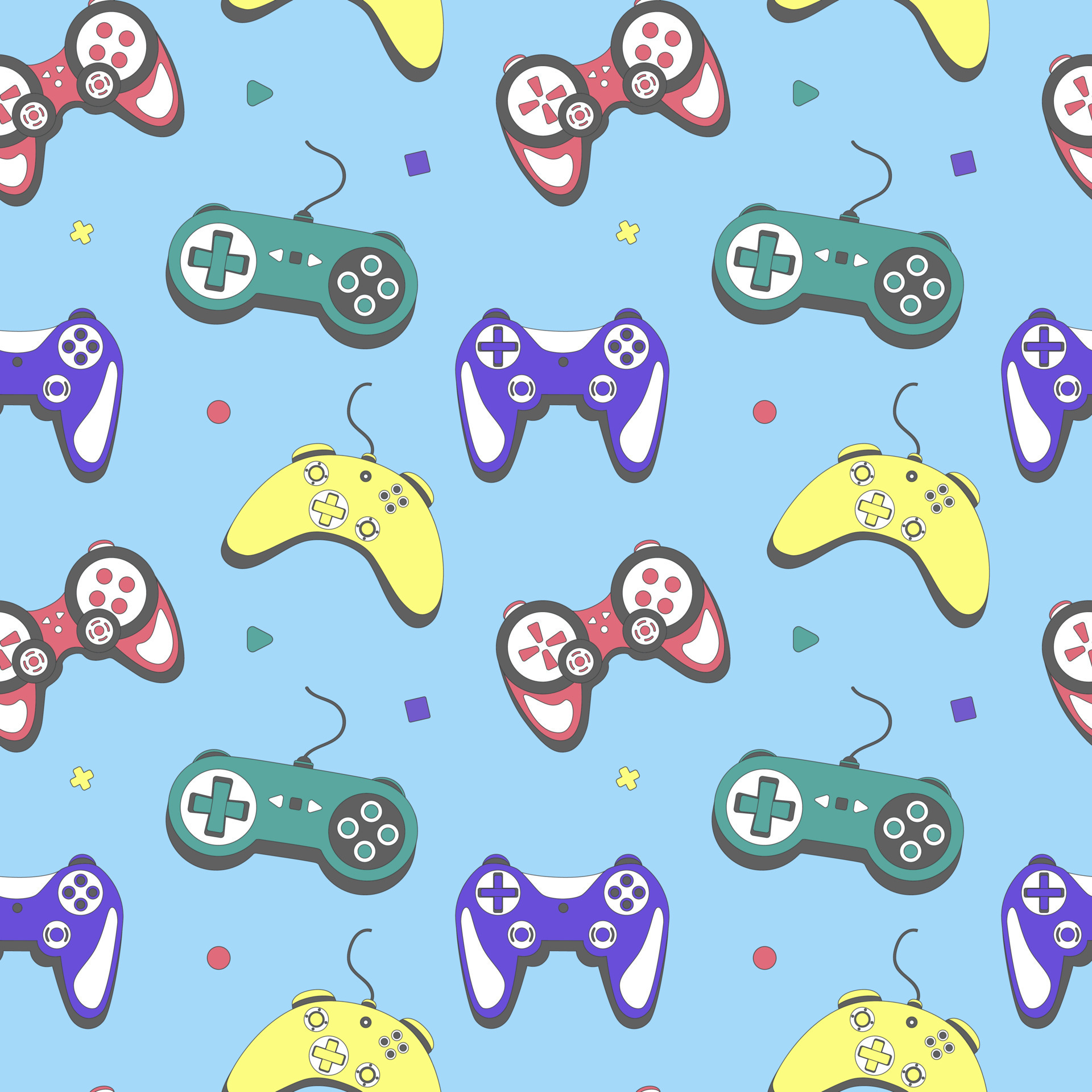 Seamless Pattern Gamepad In Retro Style Game Controller For Computer Playing Vector