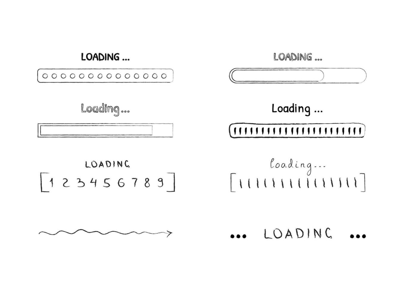 Progress loading bar, set of doodle icons. Hand-drawn sketch vector 12939410 Vector Art at Vecteezy