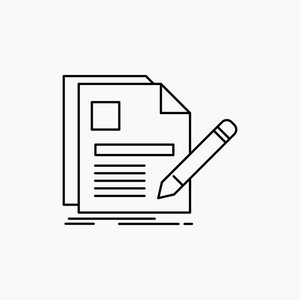 document. file. page. pen. Resume Line Icon. Vector isolated ... document. file. page. pen. Resume Line Icon. Vector isolated ...