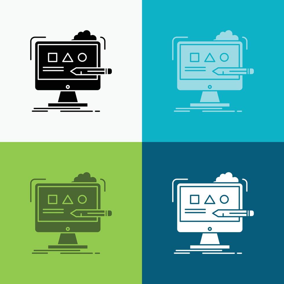 Art. computer. design. digital. studio Icon Over Various Background. glyph style design ...