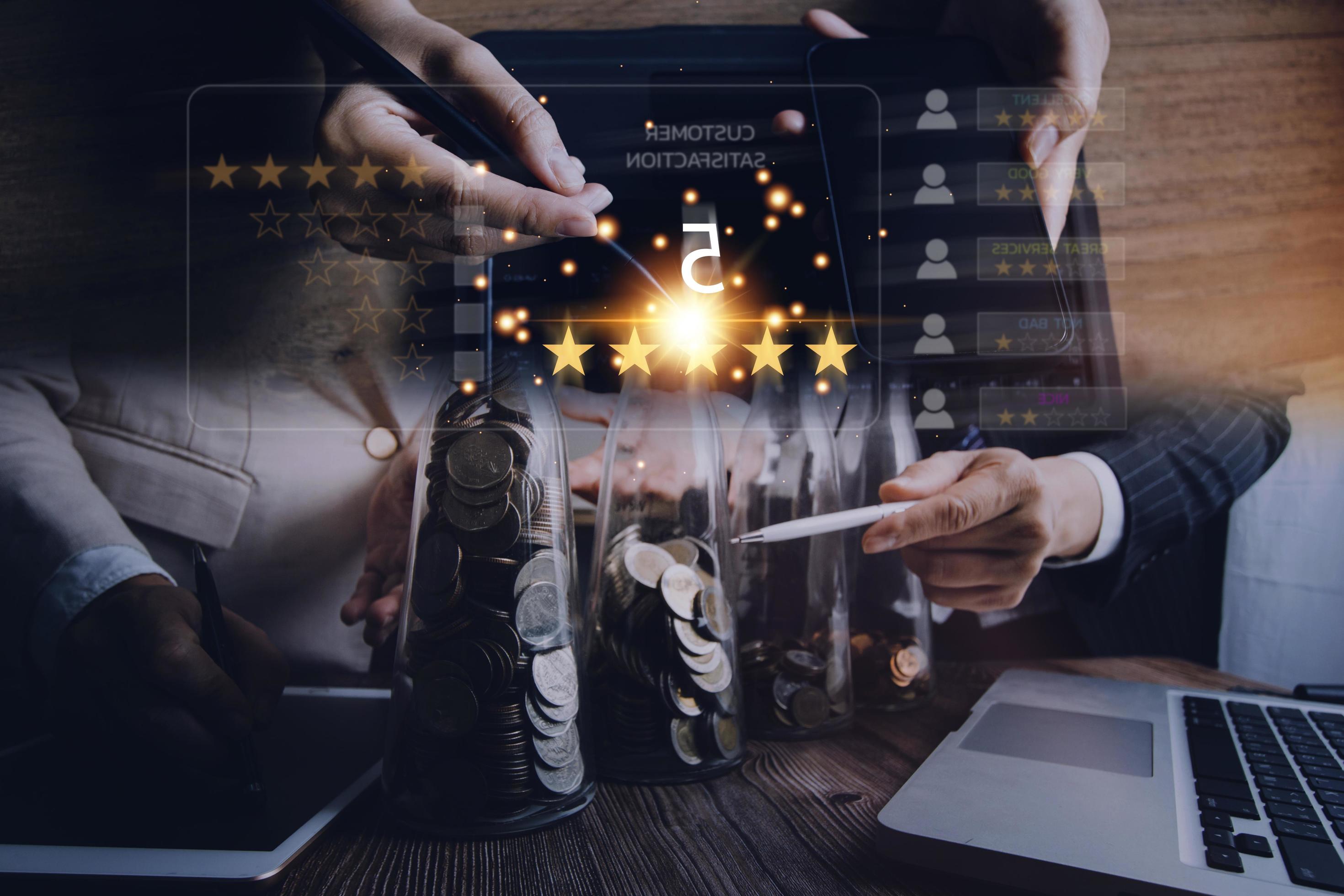 Customer review satisfaction feedback survey concept, User give rating to service experience on ...