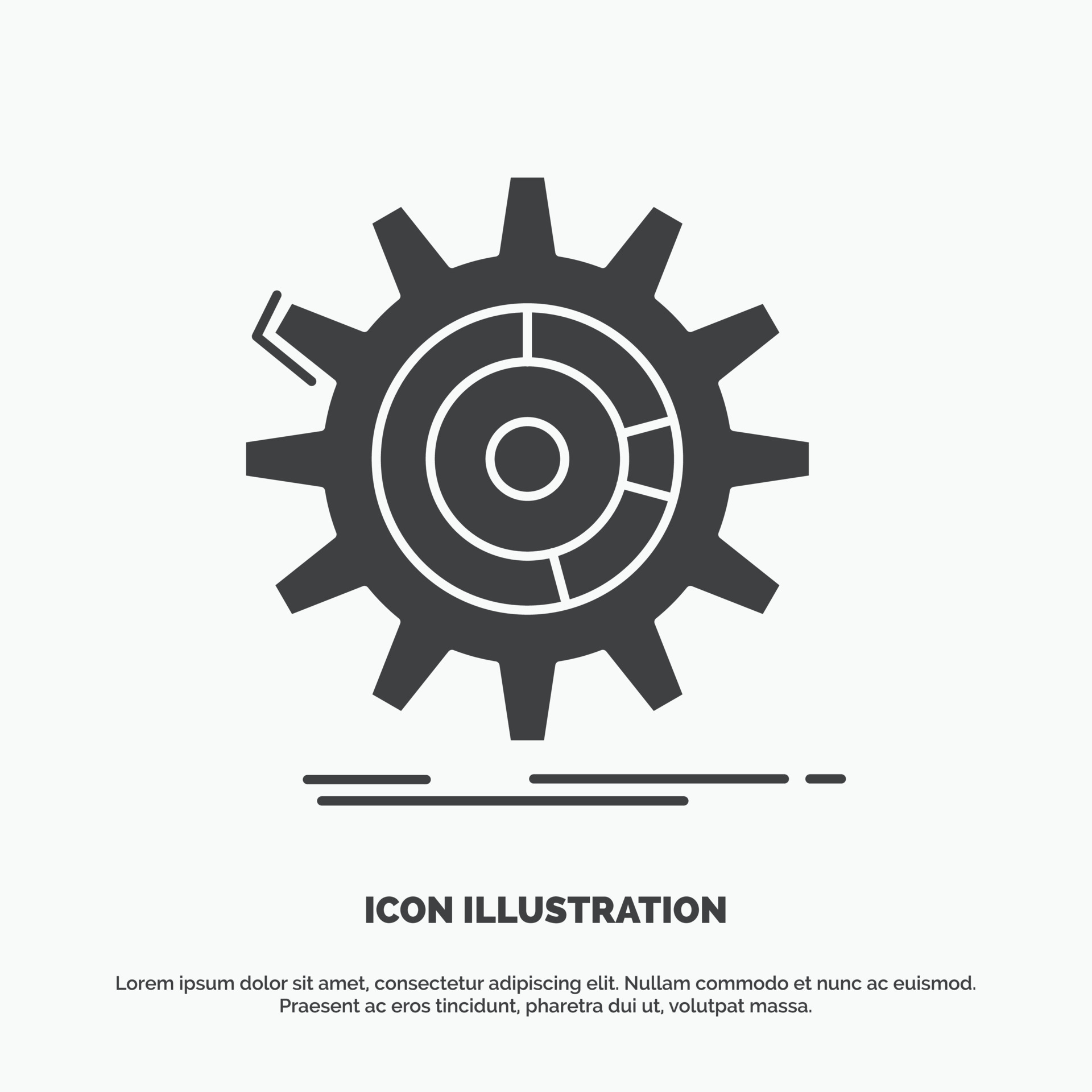 Setting Data Management Process Progress Icon Glyph Vector Gray Symbol For Ui And Ux