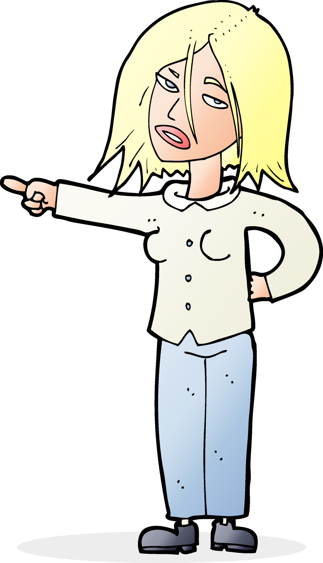 doodle character cartoon woman pointing 12942156 Vector Art at Vecteezy