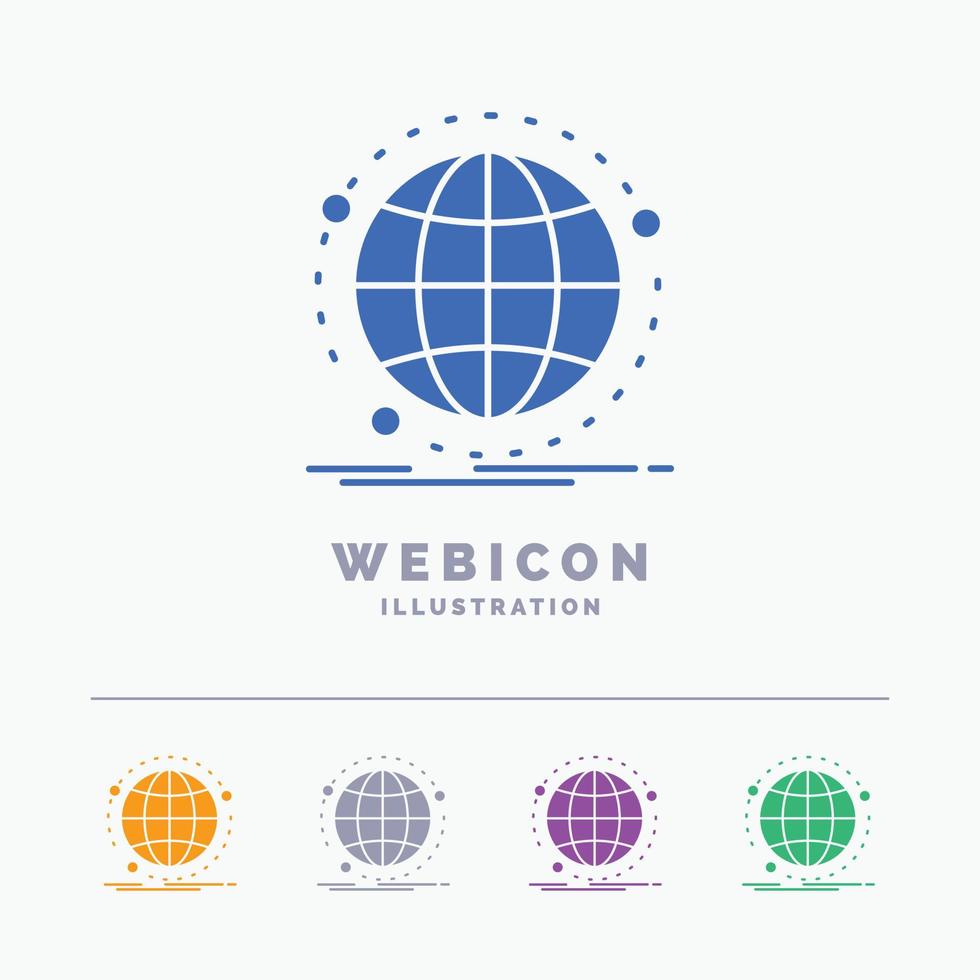 Data. global. internet. network. web 5 Color Glyph Web Icon Template isolated on white. Vector ...