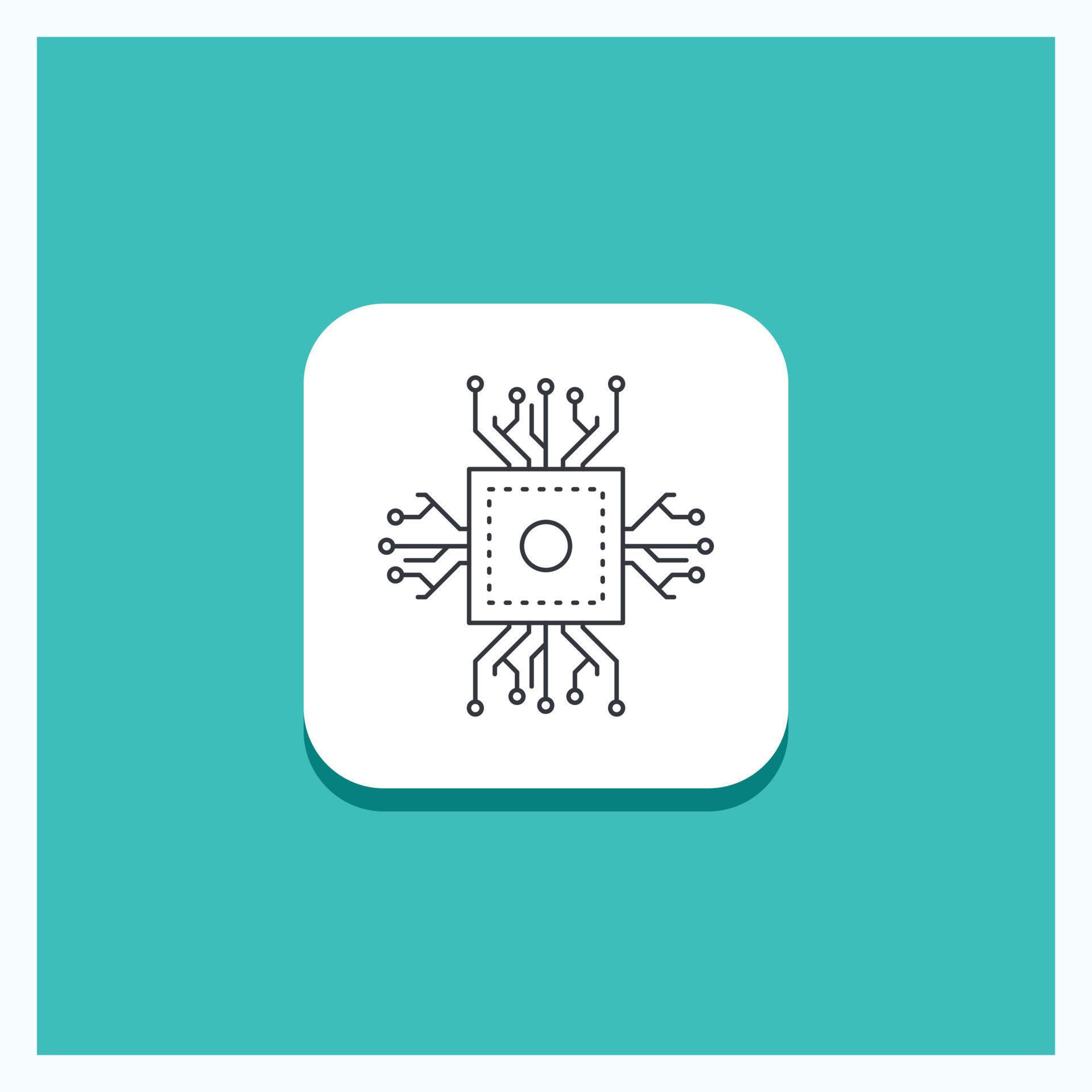 Round Button For Chip Cpu Microchip Processor Technology Line Icon