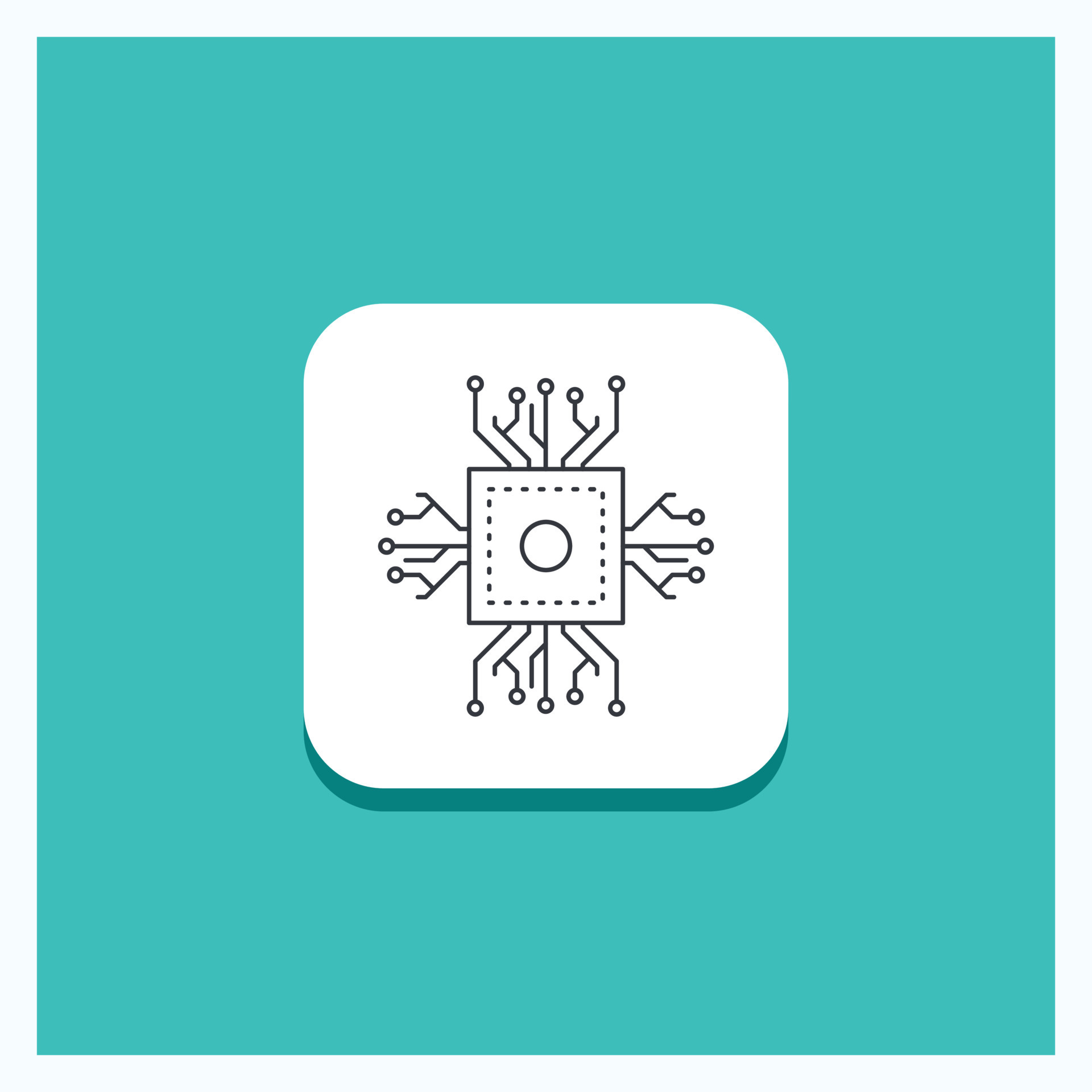 Round Button For Chip Cpu Microchip Processor Technology Line Icon