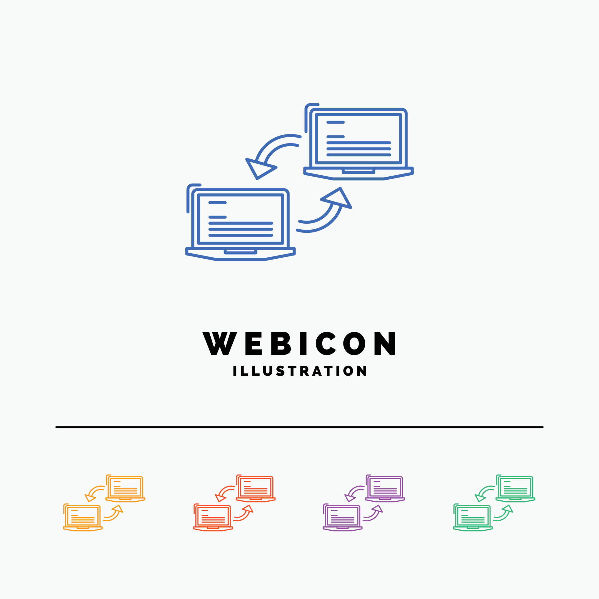 Computer Connection Link Network Sync 5 Color Line Web Icon Template Isolated On White