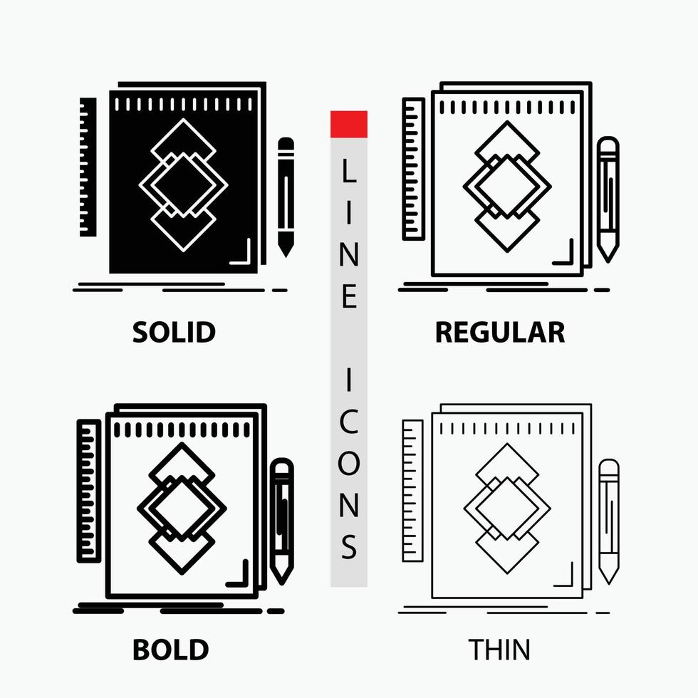design. Tool. identity. draw. development Icon in Thin. Regular. Bold Line and Glyph Style ...