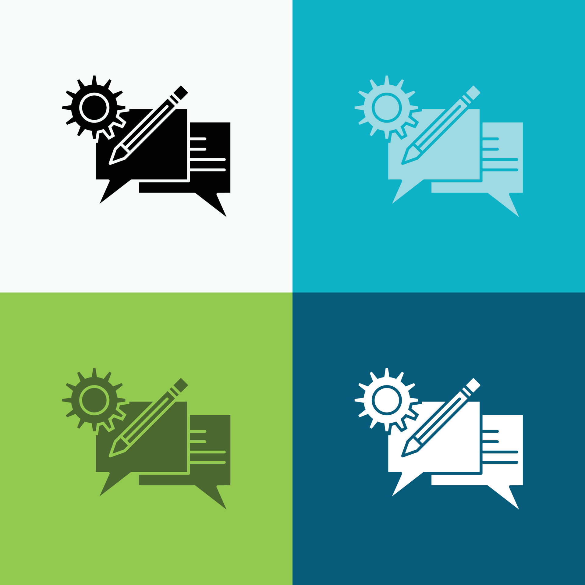 Chat Communication Discussion Setting Message Icon Over Various Background Glyph Style