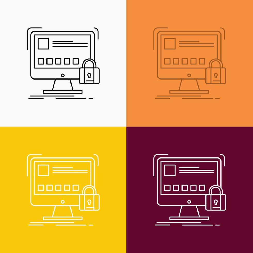 protect. protection. lock. safety. secure Icon Over Various Background. Line style design ...