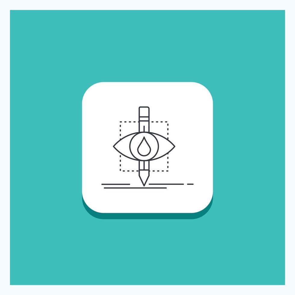 Round Button for Ecology. monitoring. pollution. research. science Line icon Turquoise ...