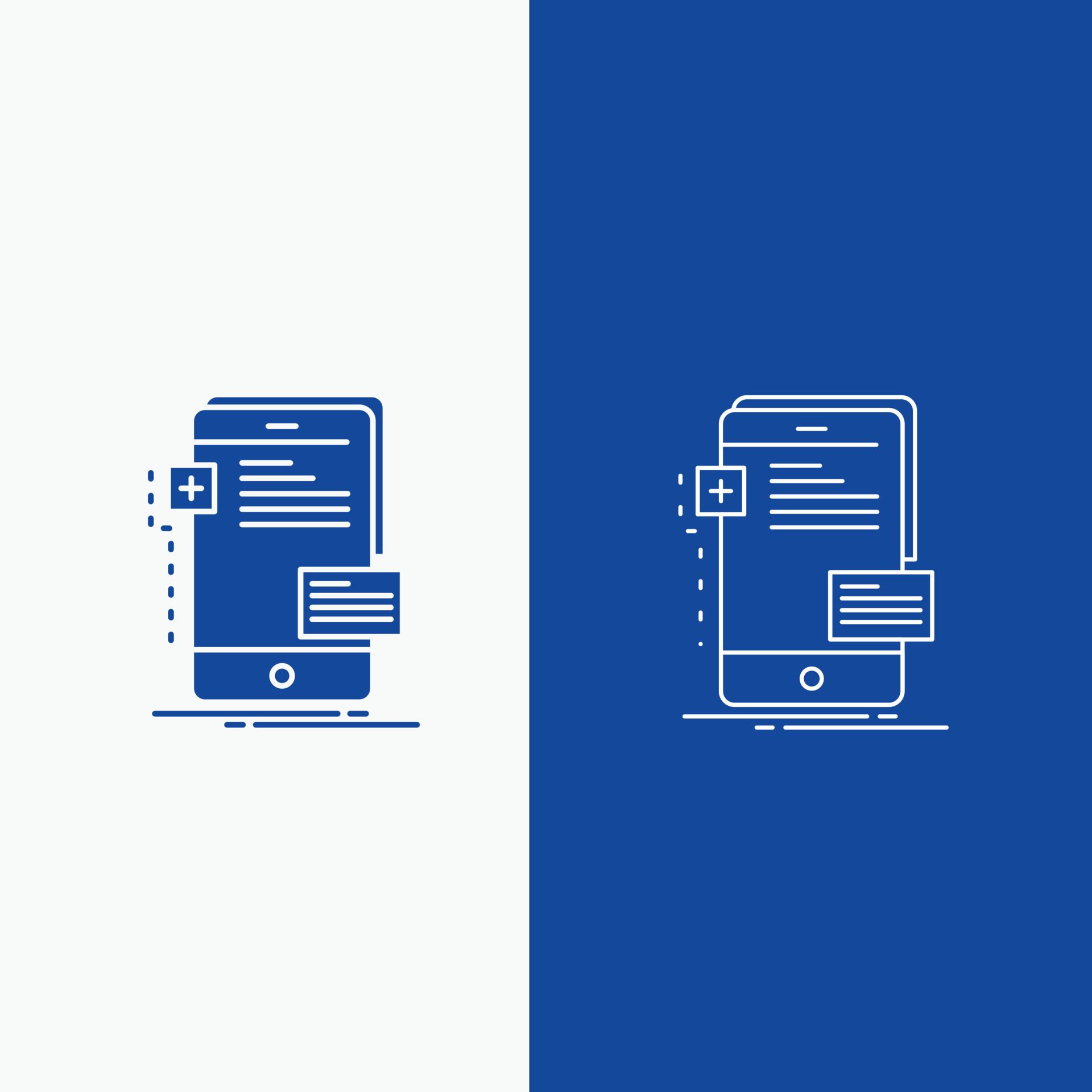 Frontend Interface Mobile Phone Developer Line And Glyph Web Button In Blue Color Vertical