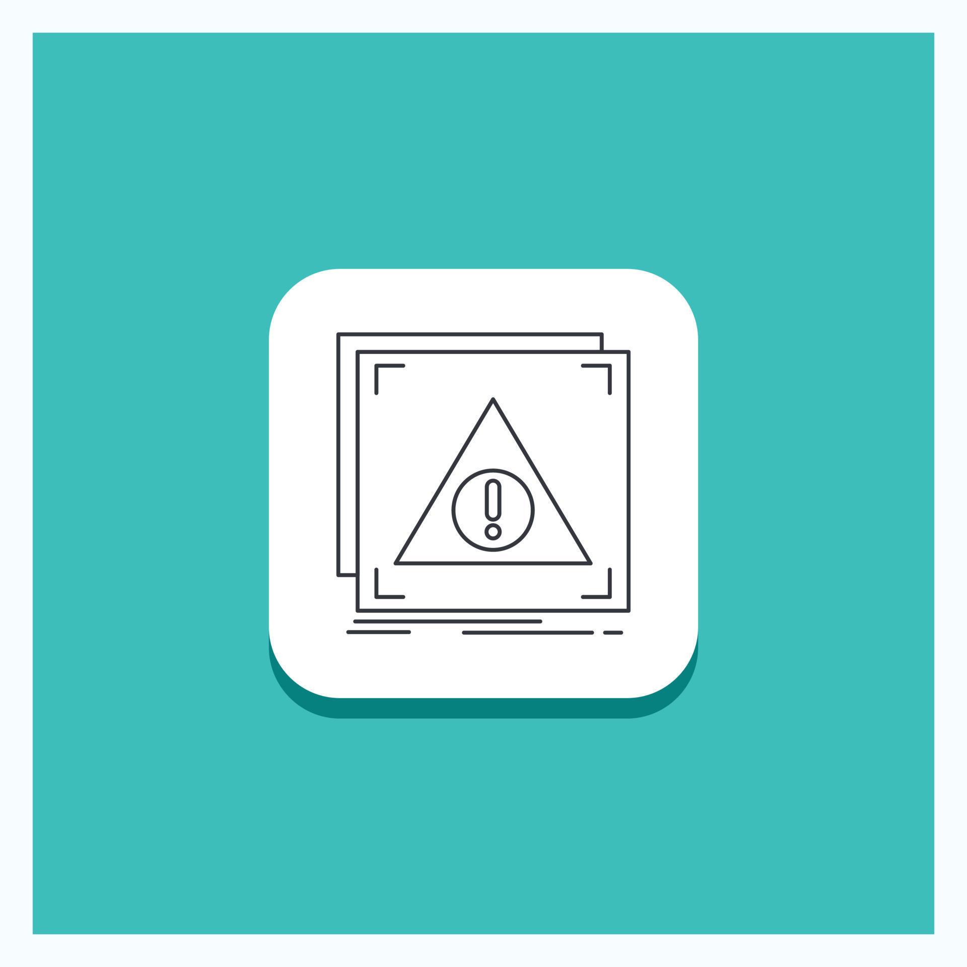Round Button for Error. Application. Denied. server. alert Line icon Turquoise Background ...