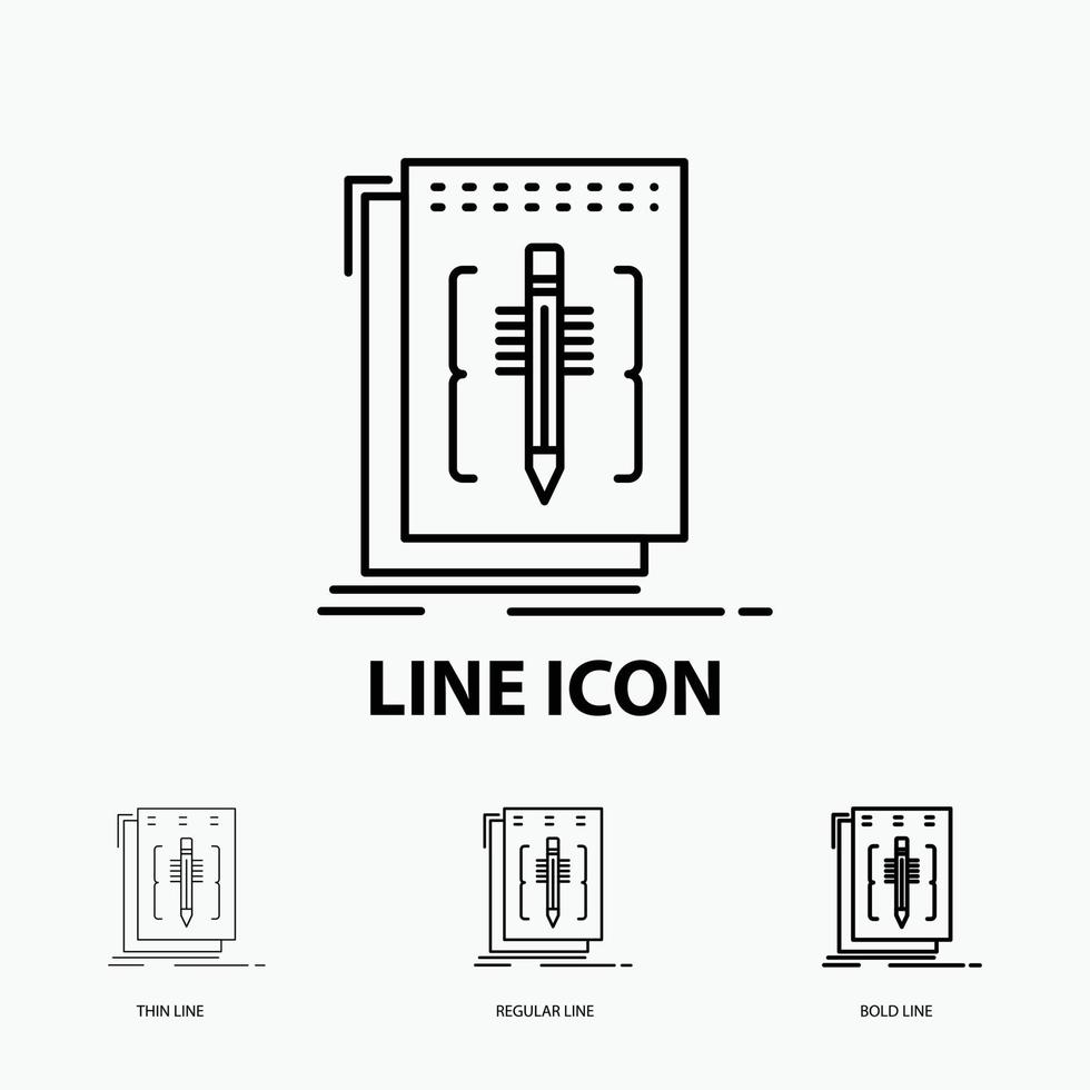 Code Edit Editor Language Program Icon In Thin Regular And Bold Line Style Vector