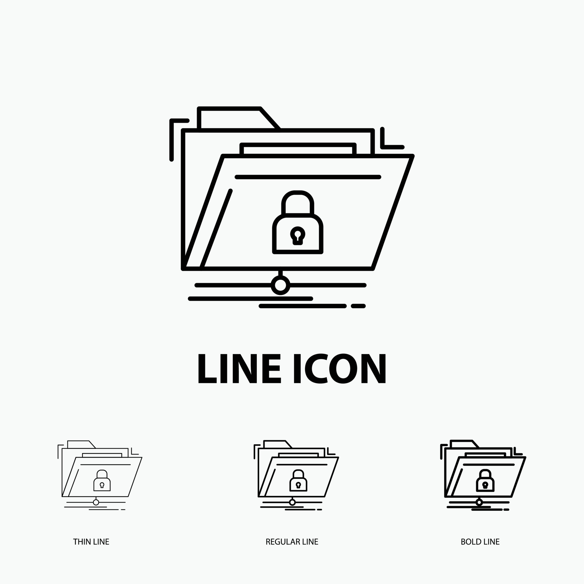 Encryption Files Folder Network Secure Icon In Thin Regular And Bold Line Style Vector
