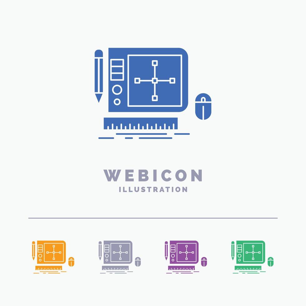 design. Graphic. Tool. Software. web Designing 5 Color Glyph Web Icon Template isolated on white ...