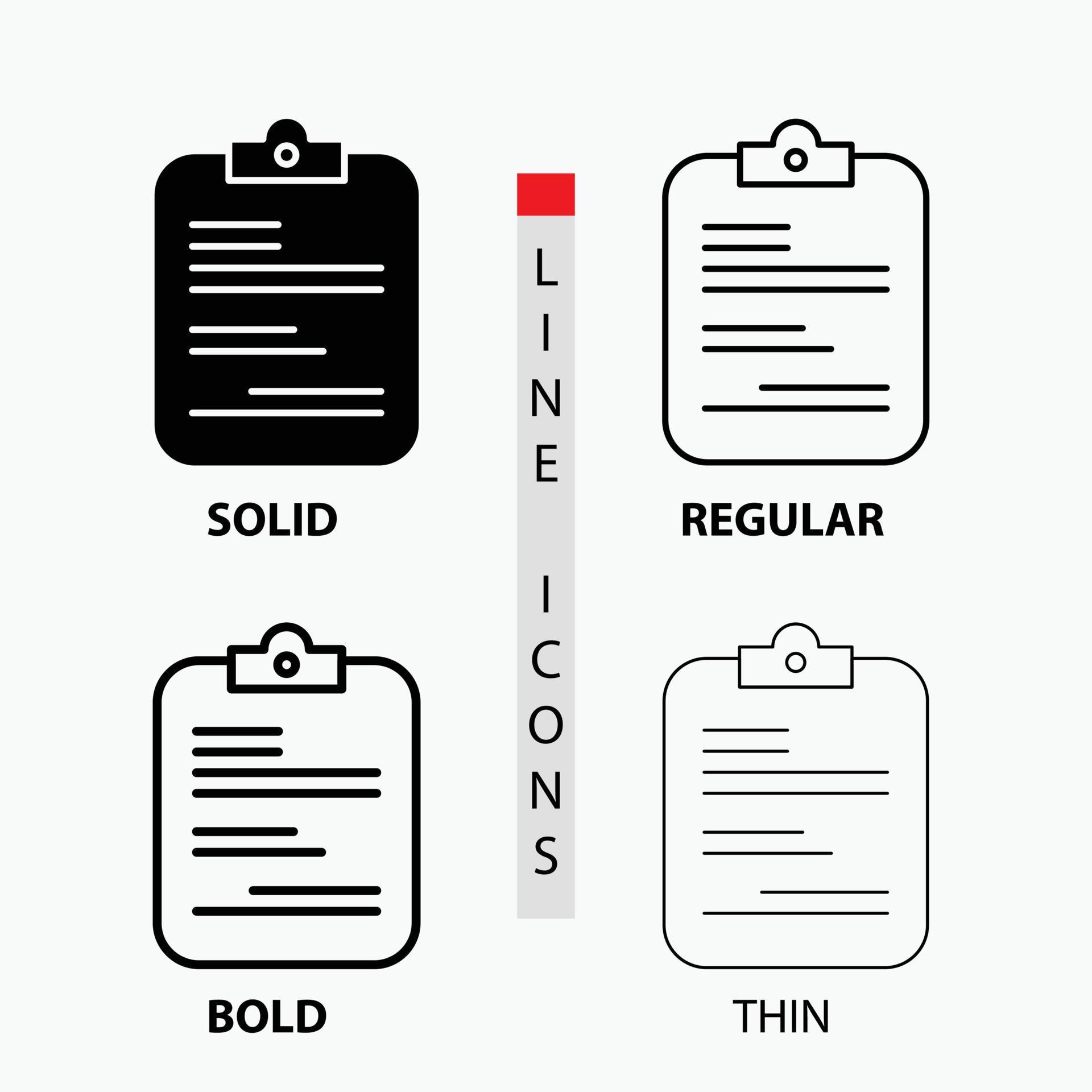 report. medical. paper. checklist. document Icon in Thin. Regular. Bold Line and Glyph Style ...