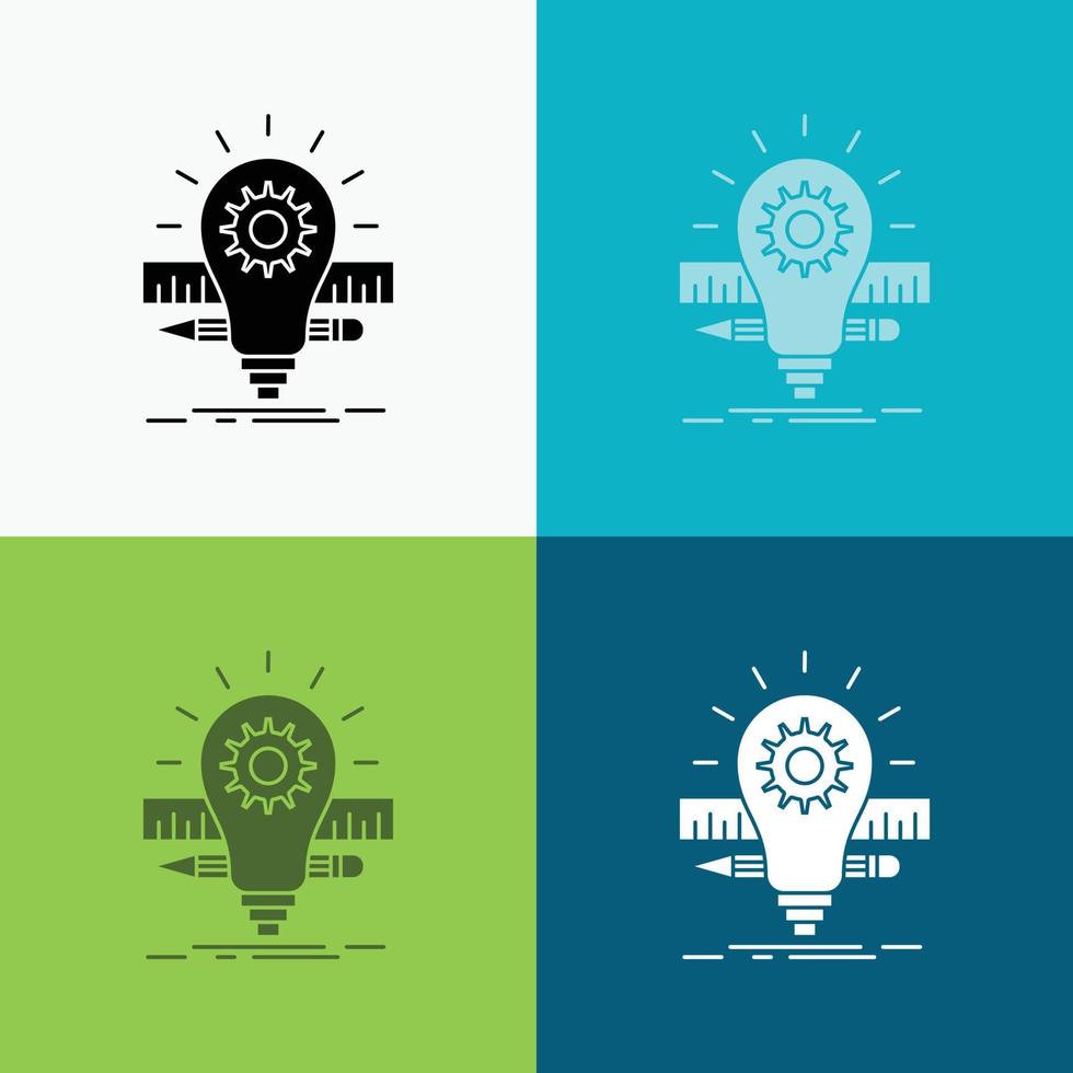 Development. idea. bulb. pencil. scale Icon Over Various Background. glyph style design ...