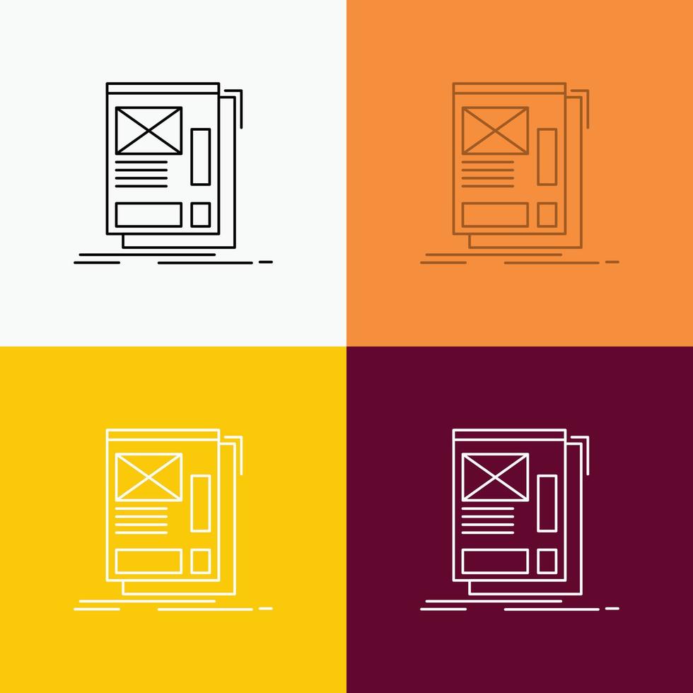 Wire Framing Web Layout Development Icon Over Various Background Line Style Design