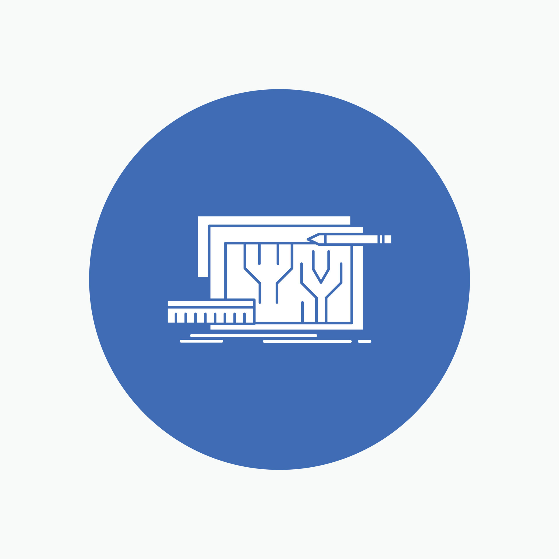 Architecture Blueprint Circuit Design Engineering White Glyph Icon In Circle Vector Button