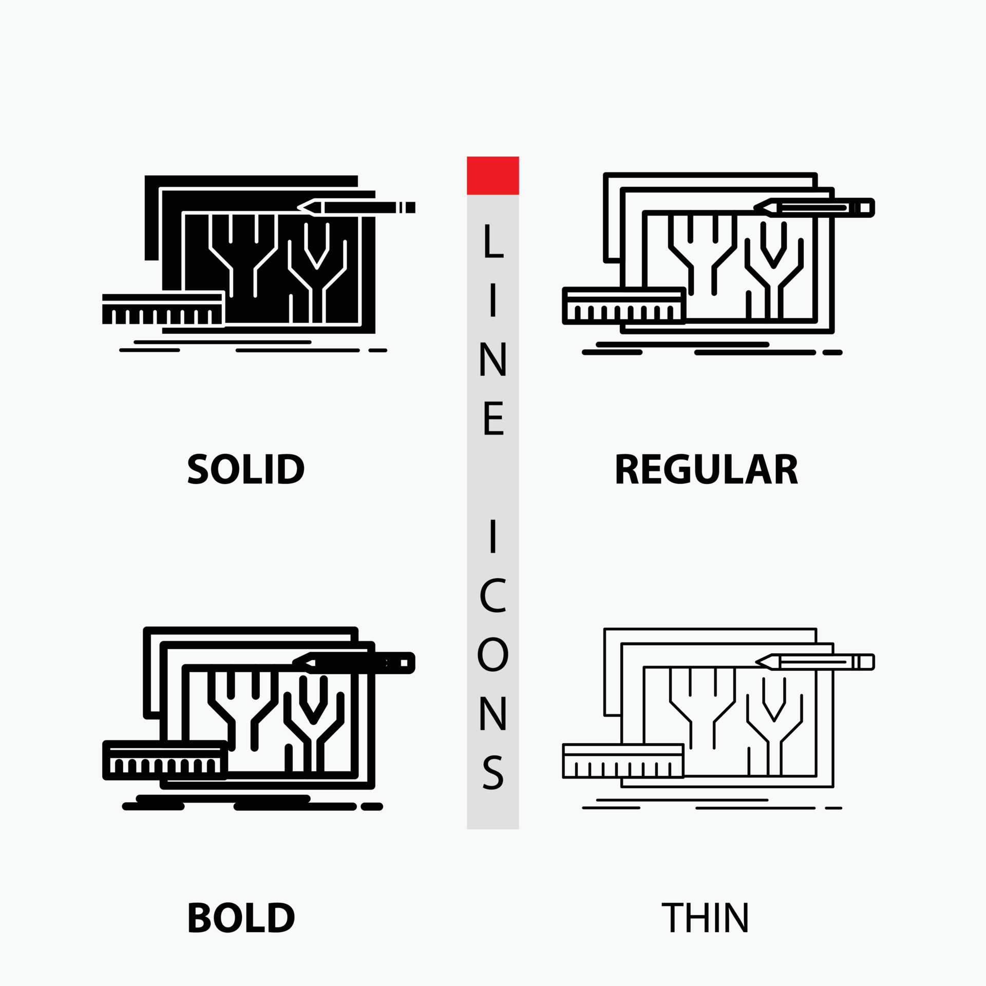 Architecture Blueprint Circuit Design Engineering Icon In Thin