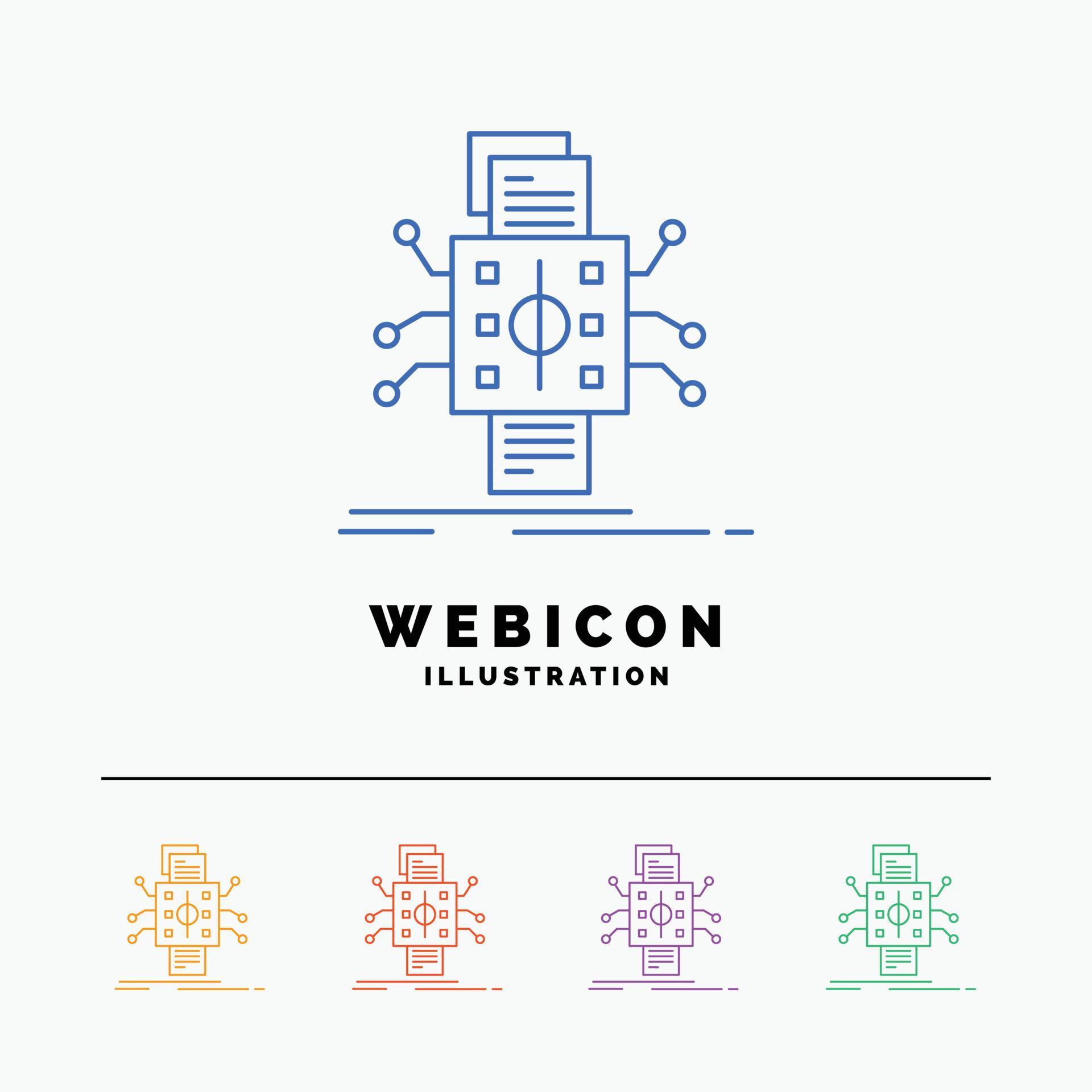 Analysis Data Datum Processing Reporting 5 Color Line Web Icon