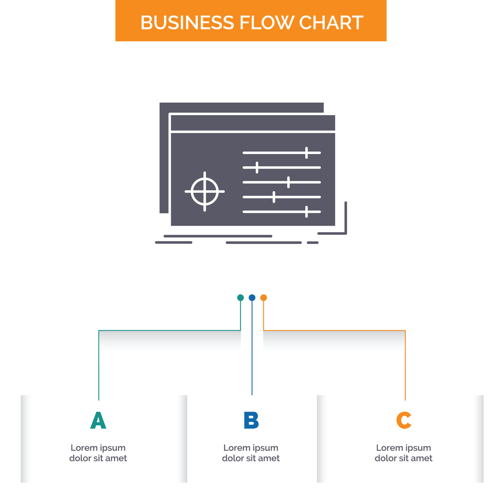File Object Processing Settings Software Business Flow Chart Design With 3 Steps Glyph Icon