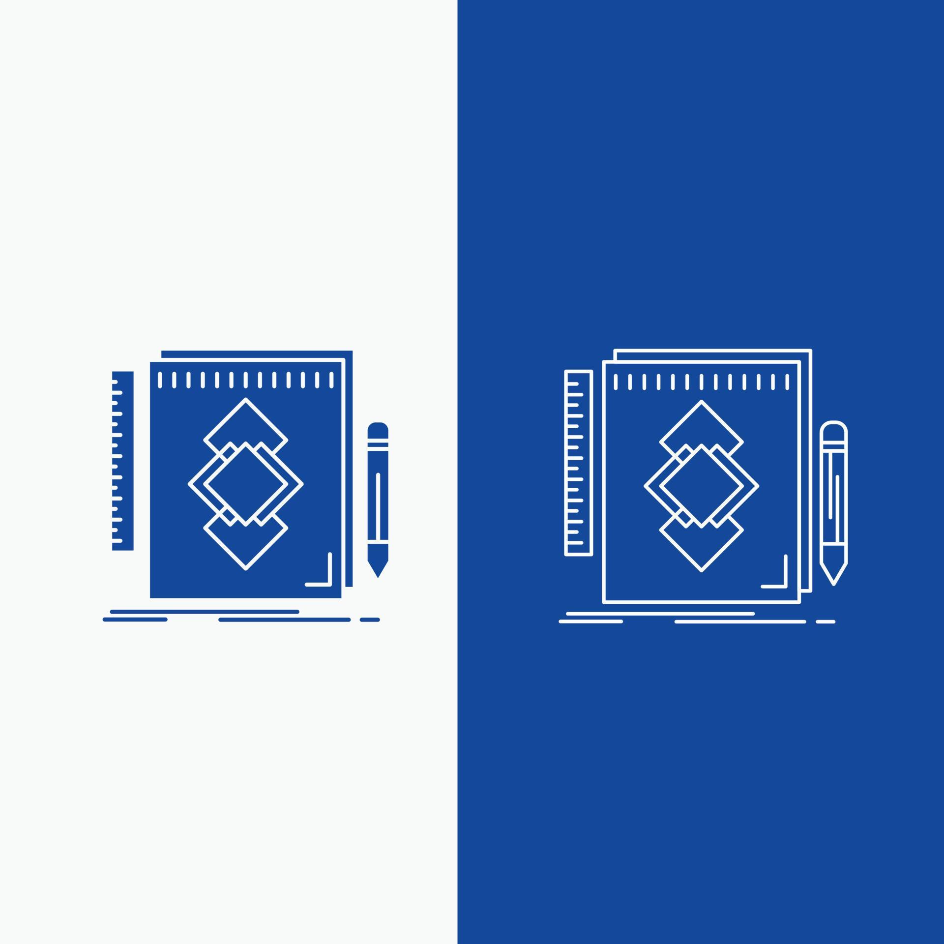 Design Tool Identity Draw Development Line And Glyph Web Button In Blue Color Vertical
