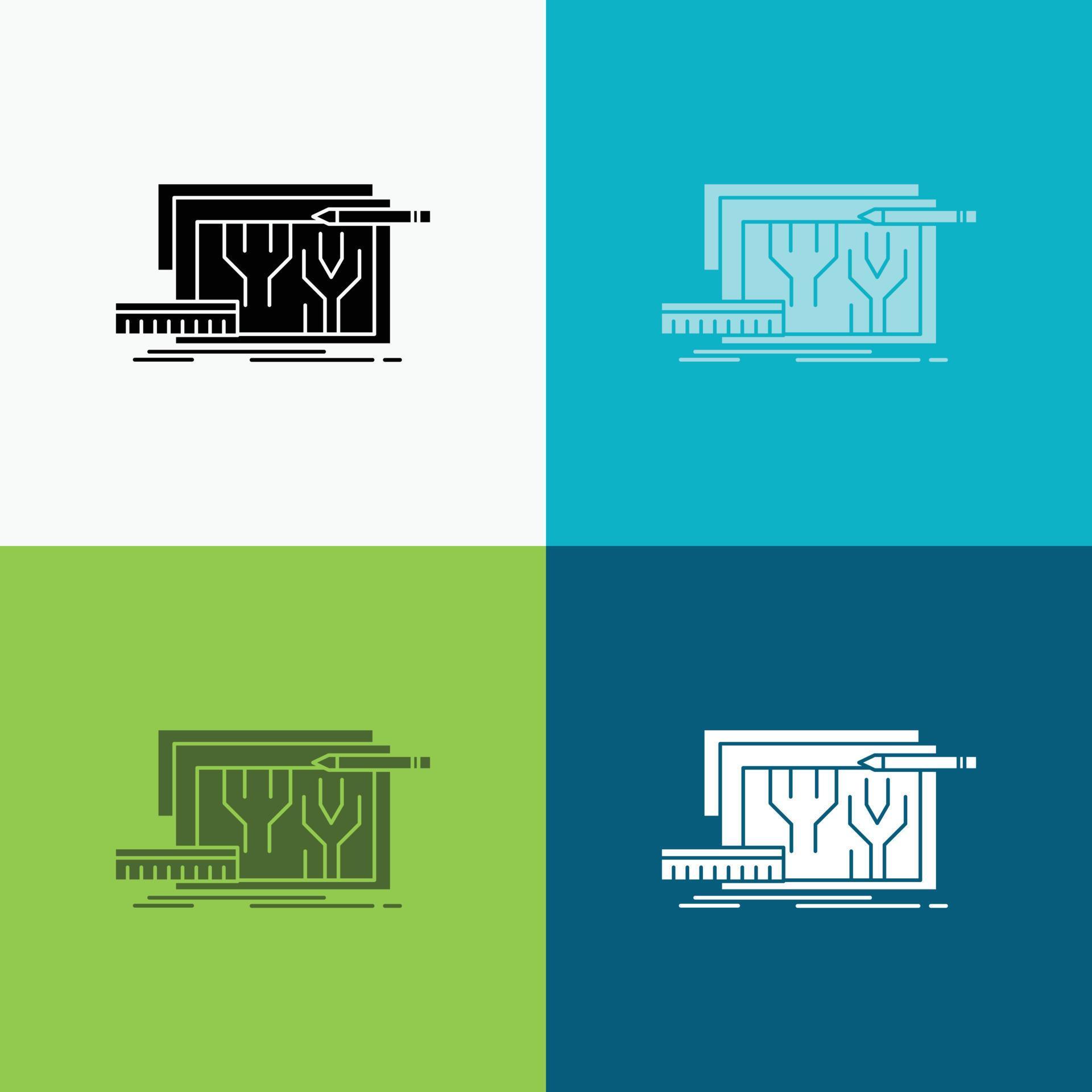 Architecture. blueprint. circuit. design. engineering Icon Over Various ...