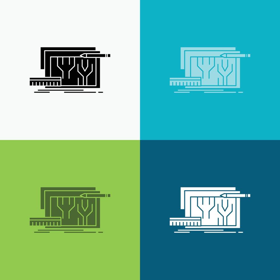 Architecture Blueprint Circuit Design Engineering Icon Over Various