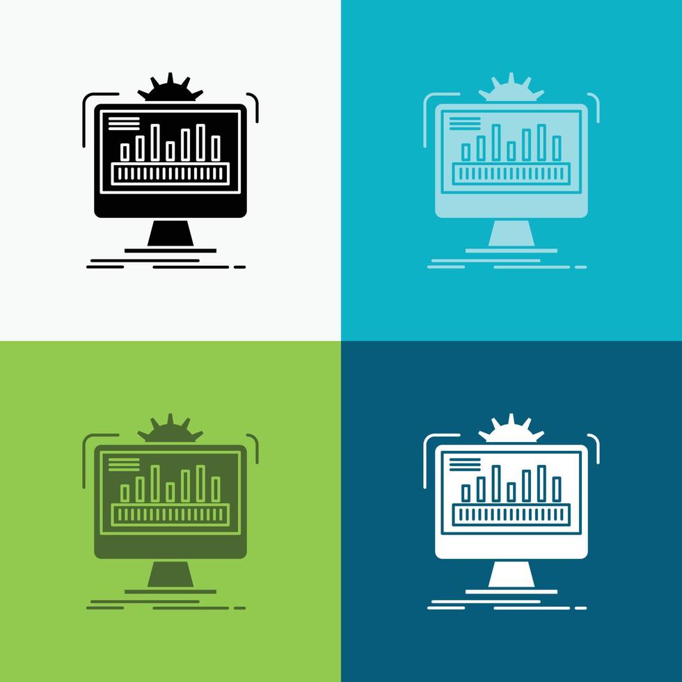 Dashboard Admin Monitor Monitoring Processing Icon Over Various Background Glyph Style