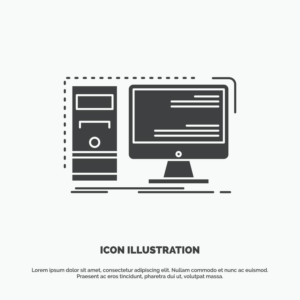 Computer Desktop Hardware Workstation System Icon Glyph Vector Gray Symbol For Ui And Ux