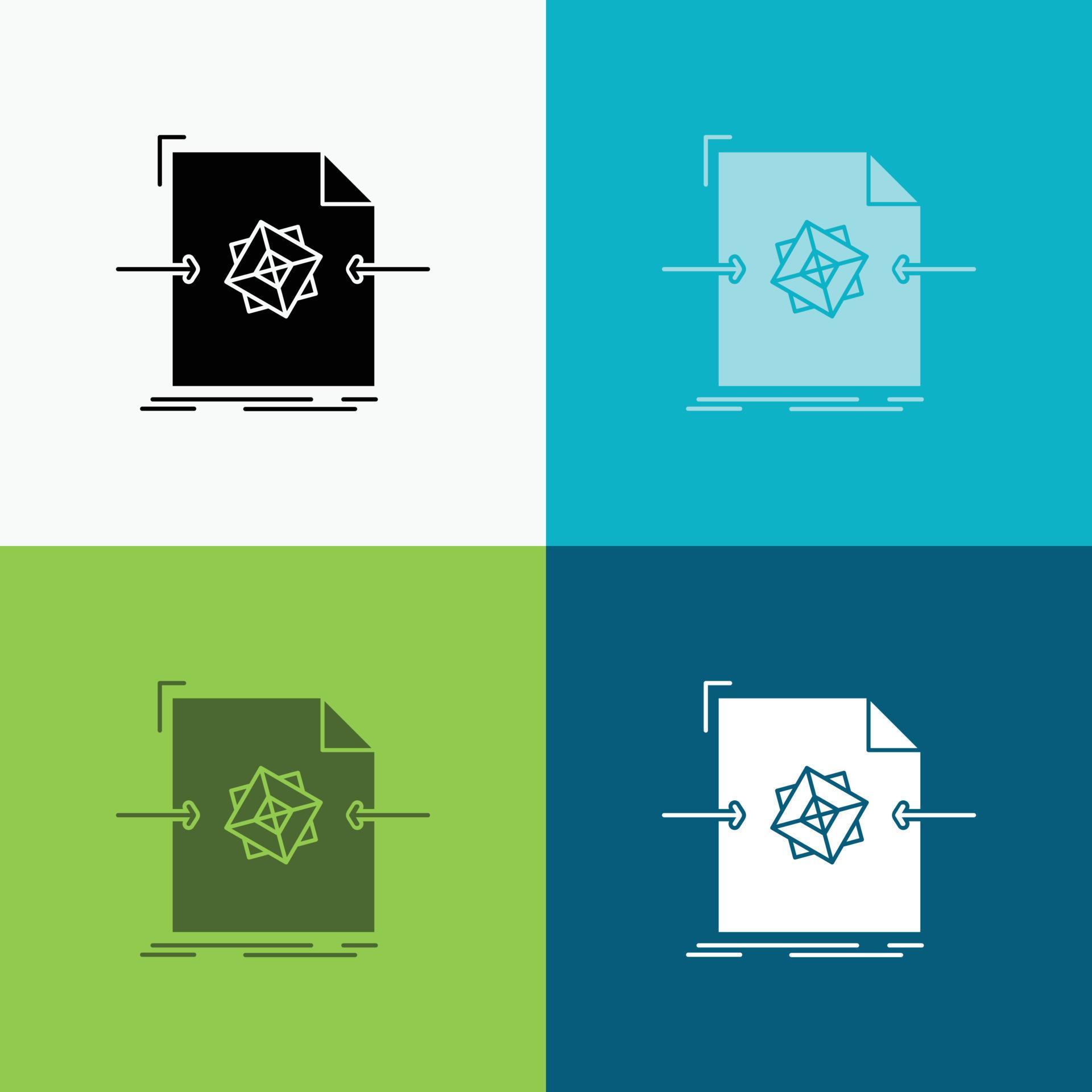 3d. document. file. object. processing Icon Over Various Background. glyph style design ...