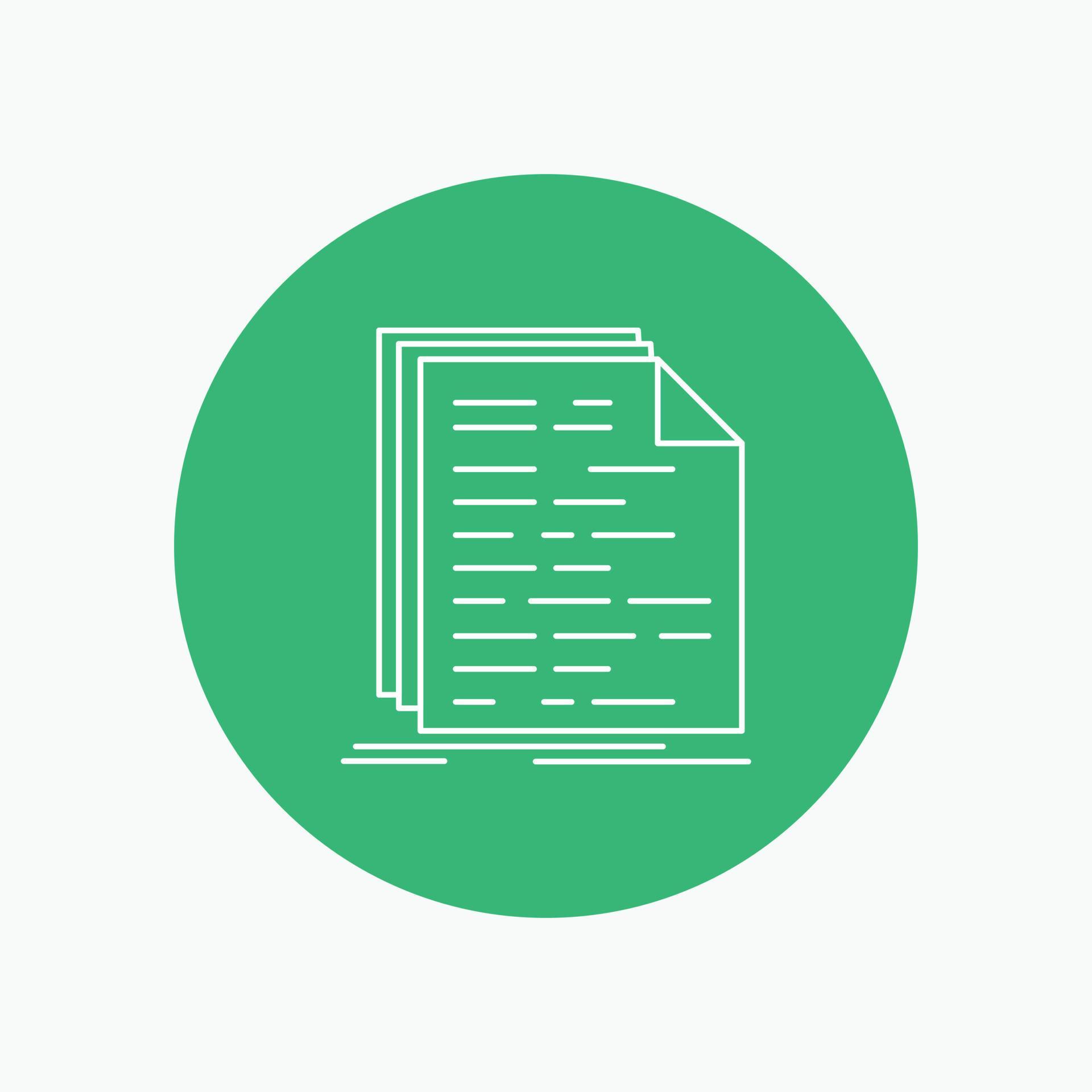 Code Coding Doc Programming Script White Line Icon In Circle Background Vector Icon