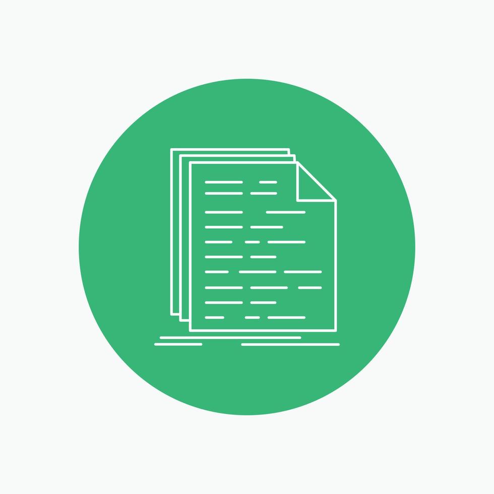 Code Coding Doc Programming Script White Line Icon In Circle Background Vector Icon