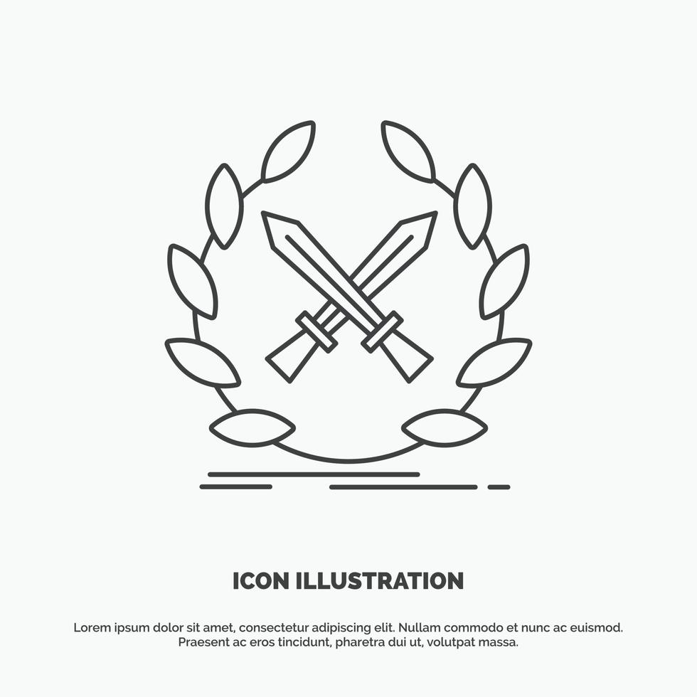 Battle Emblem Game Label Swords Icon Line Vector Gray Symbol For Ui And Ux Website Or