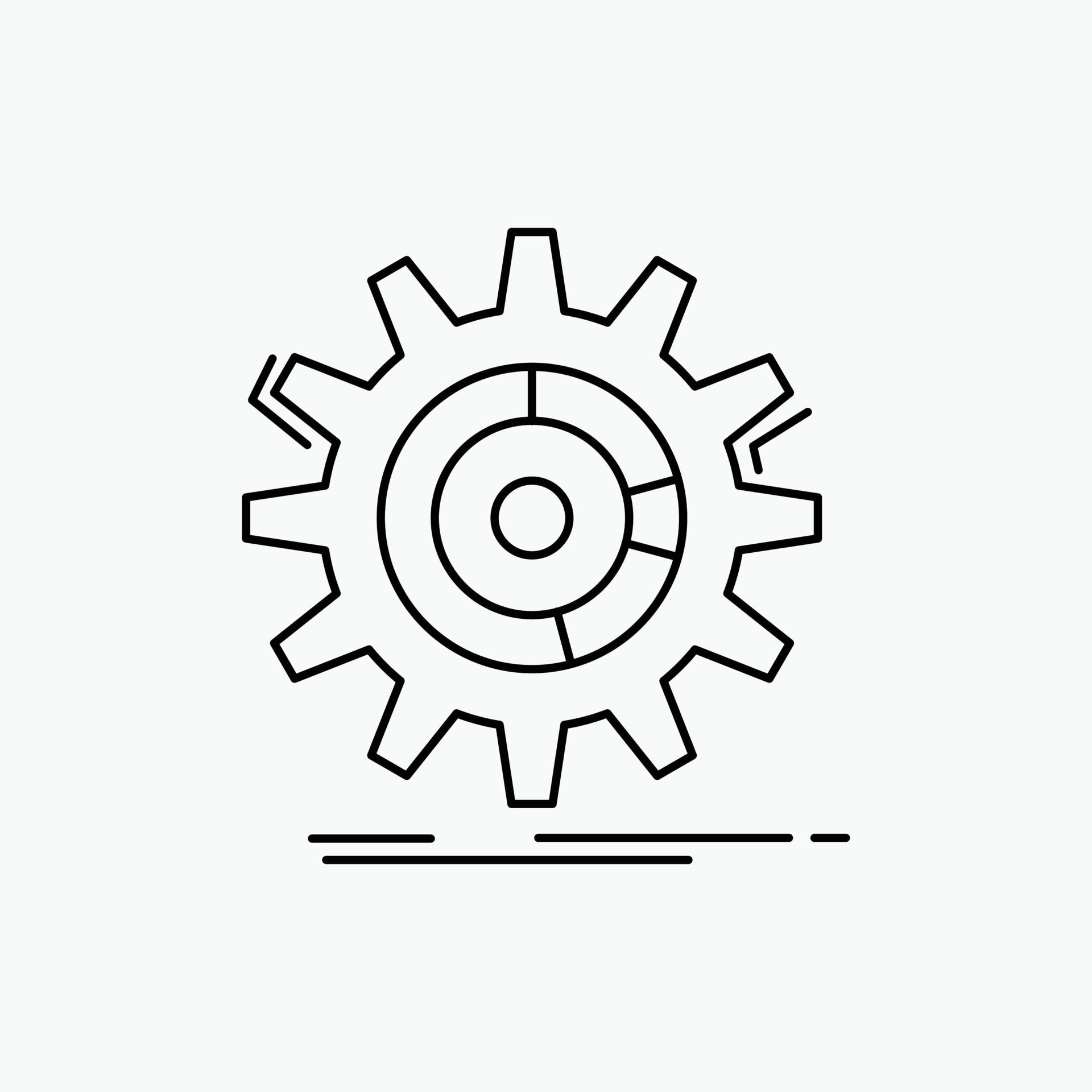 Setting Data Management Process Progress Line Icon Vector Isolated