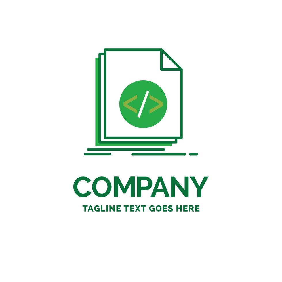 Code Coding File Programming Script Flat Business Logo Template Creative Green Brand Name