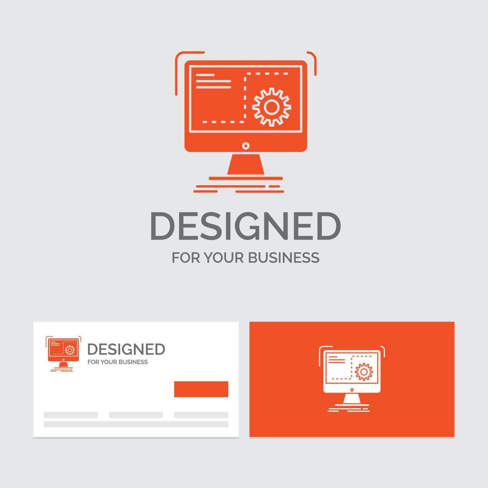Business Logo Template For Command Computer Function Process Progress Orange Visiting Cards