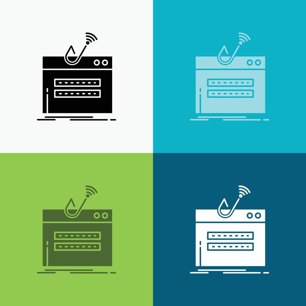 fraud. internet. login. password. theft Icon Over Various Background. glyph style design ...