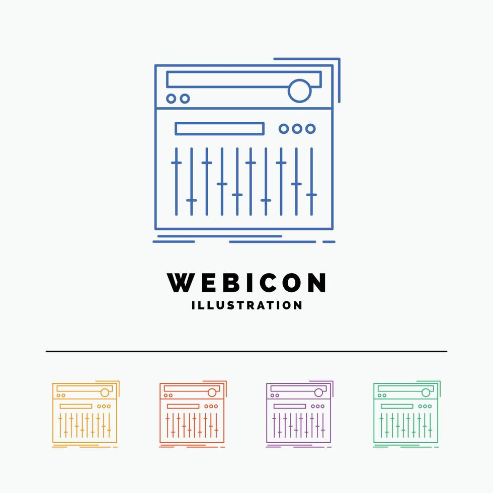 Control. controller. midi. studio. sound 5 Color Line Web Icon Template isolated on white ...