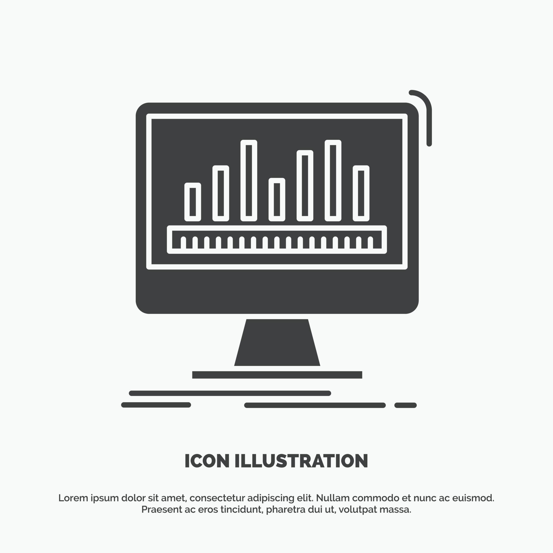 Analytics Processing Dashboard Data Stats Icon Glyph Vector Gray