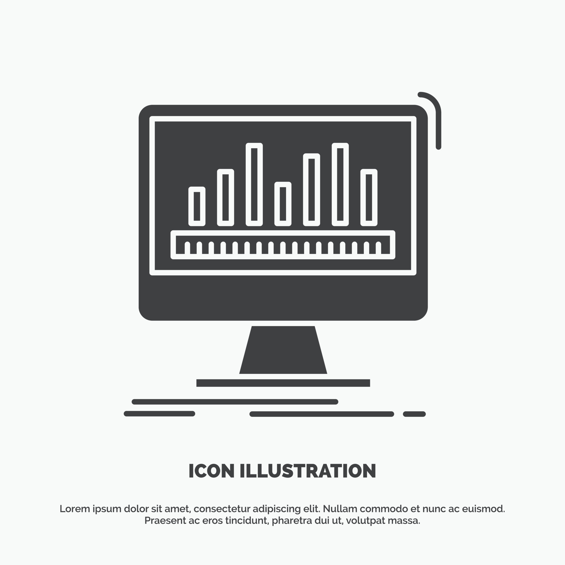 Analytics Processing Dashboard Data Stats Icon Glyph Vector Gray
