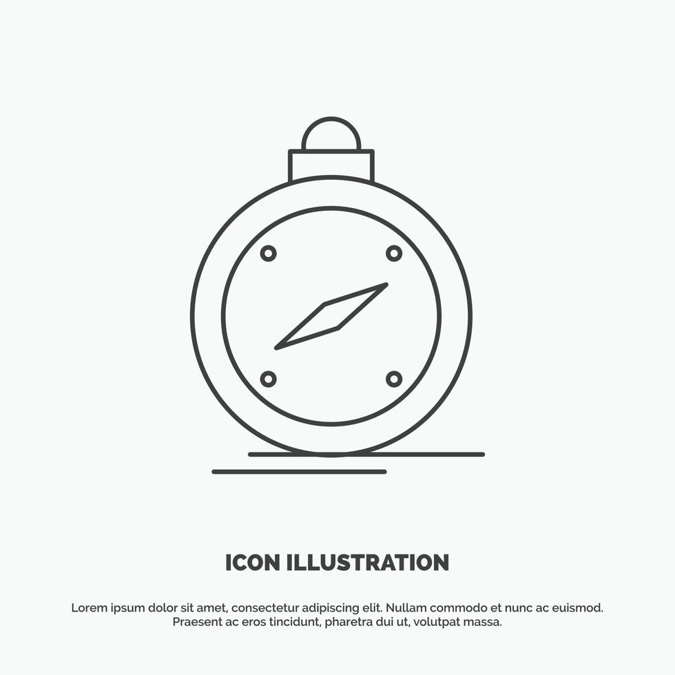 Compass Direction Navigation Gps Location Icon Line Vector Gray
