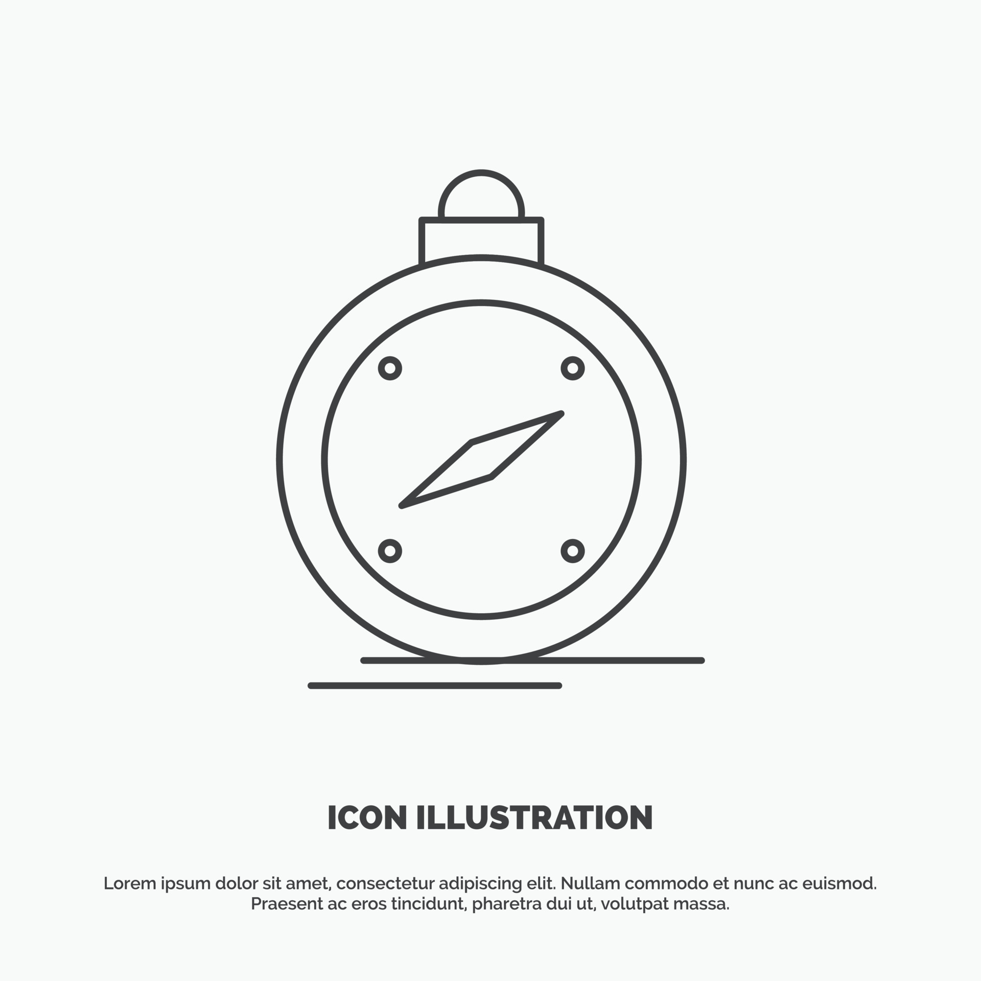 Compass Direction Navigation Gps Location Icon Line Vector Gray