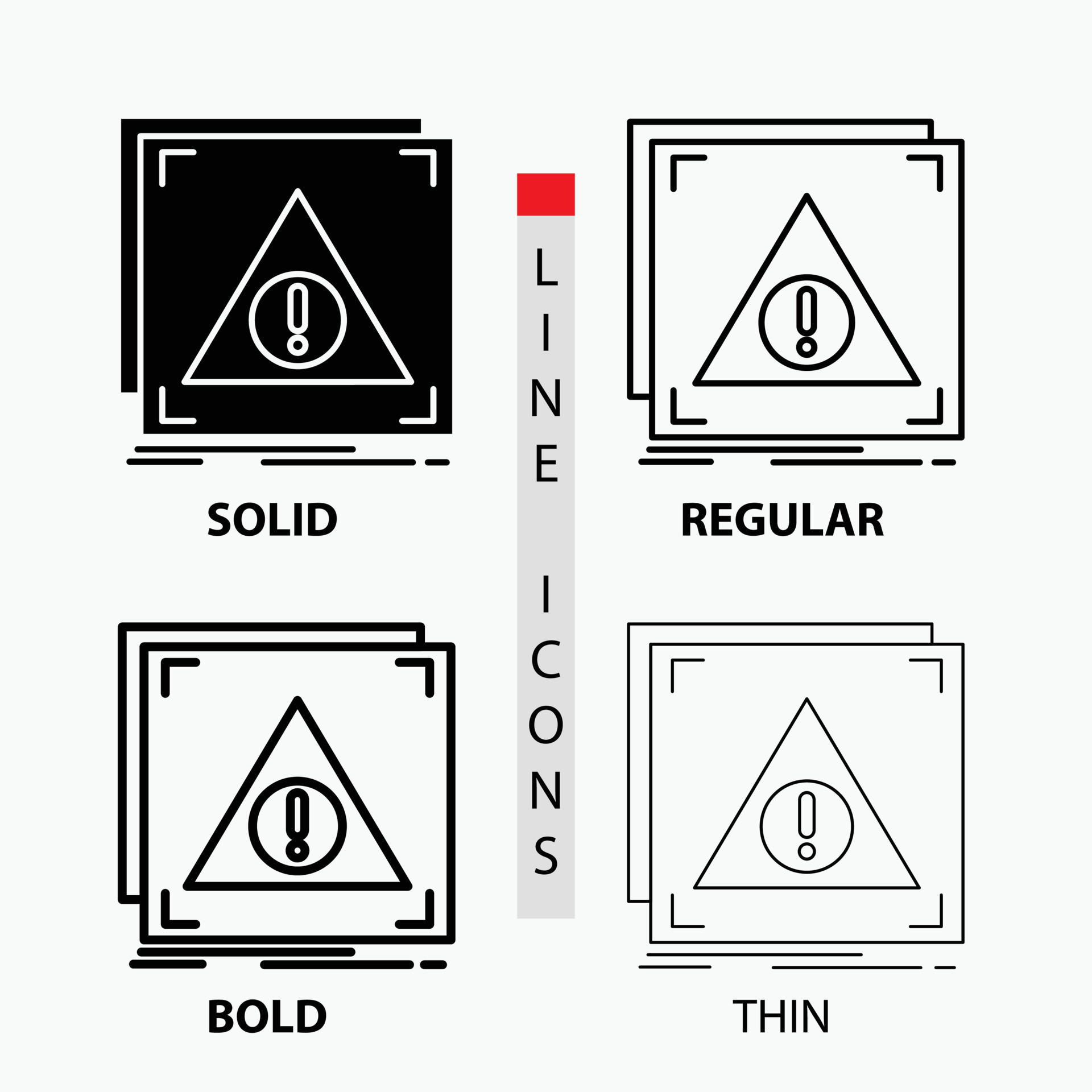 error. solicitud. denegado. servidor. icono de alerta en fino. regular. línea en negrita y ...