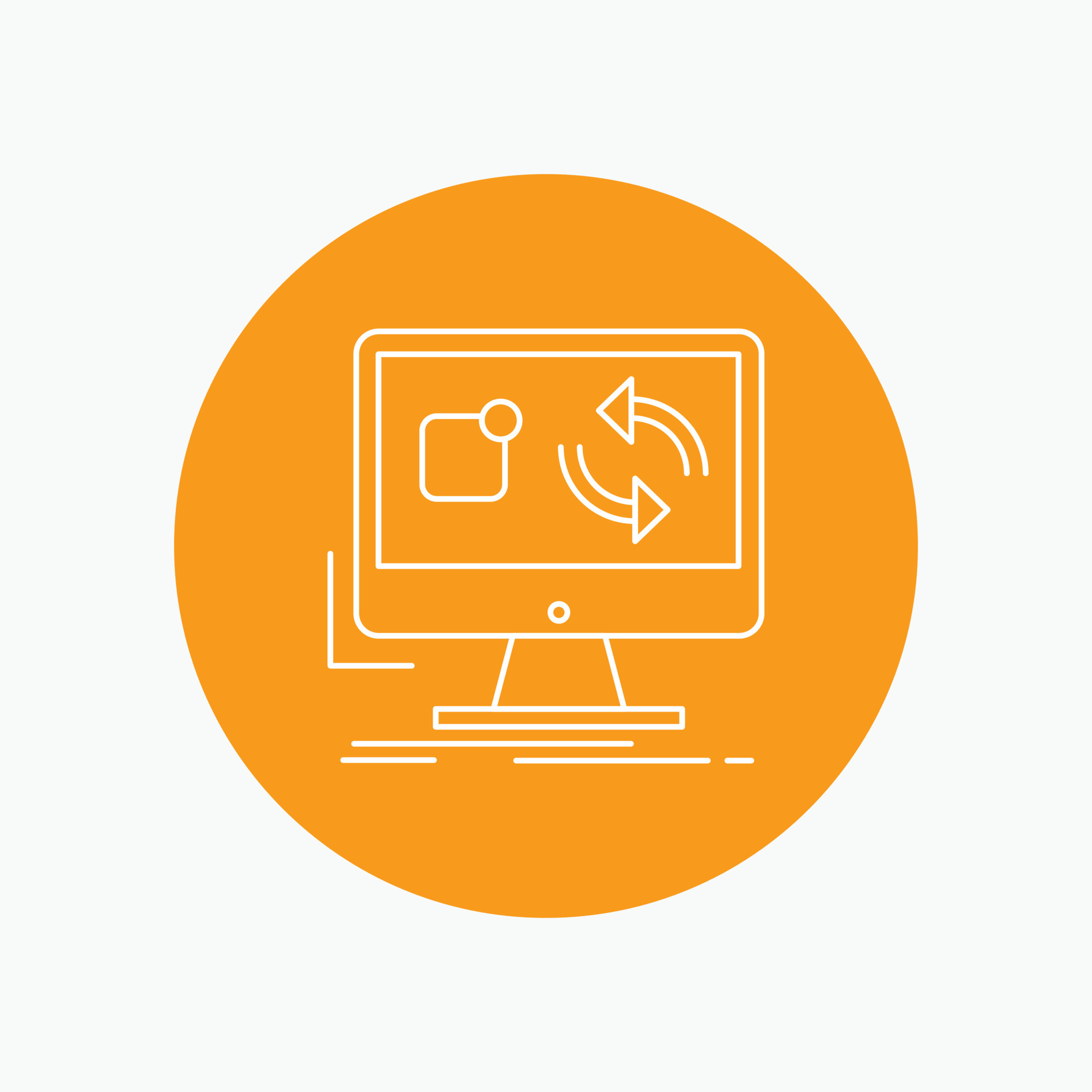 update. app. application. install. sync White Line Icon in Circle background. vector icon ...