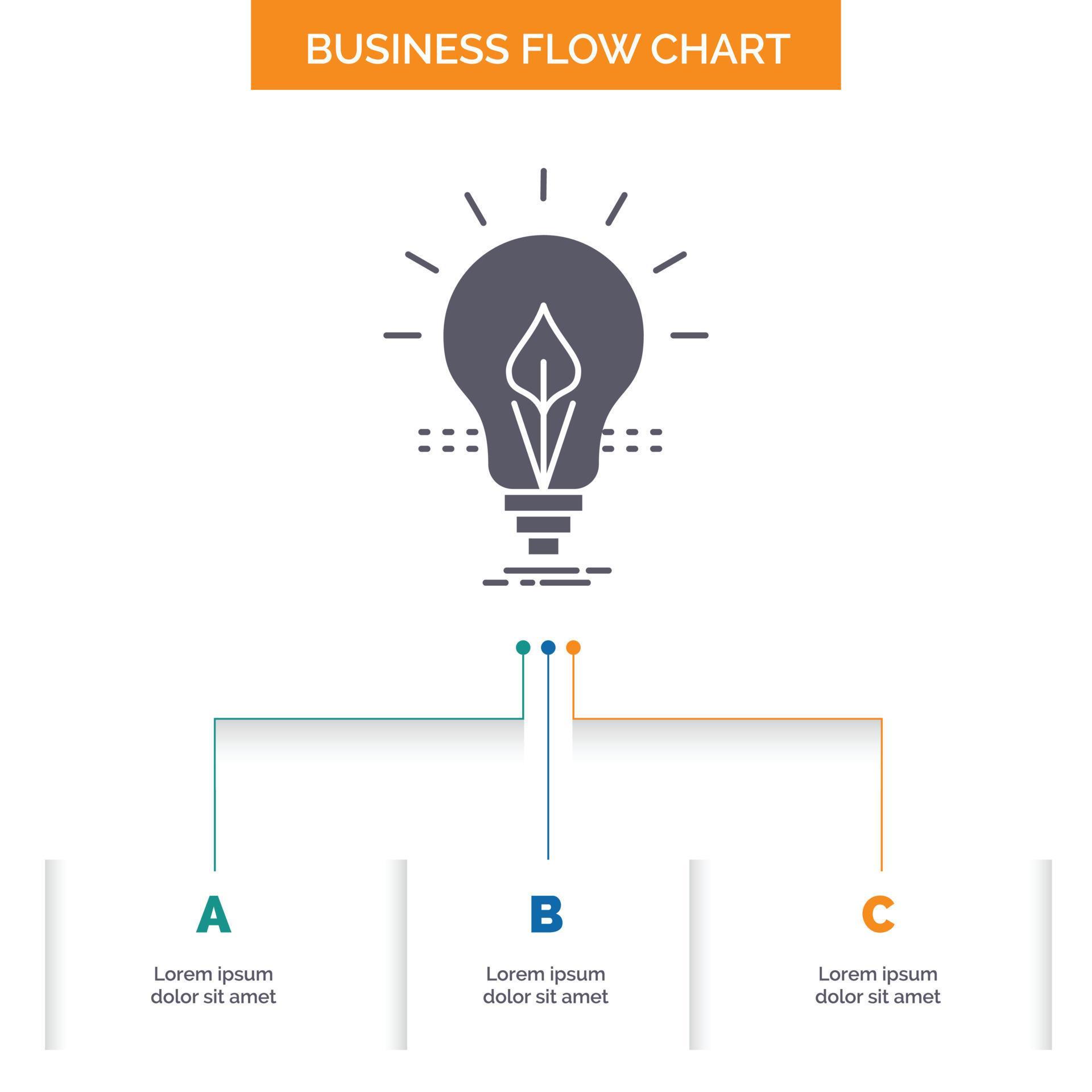 bulb. idea. electricity. energy. light Business Flow Chart Design with 3 Steps. Glyph Icon For ...