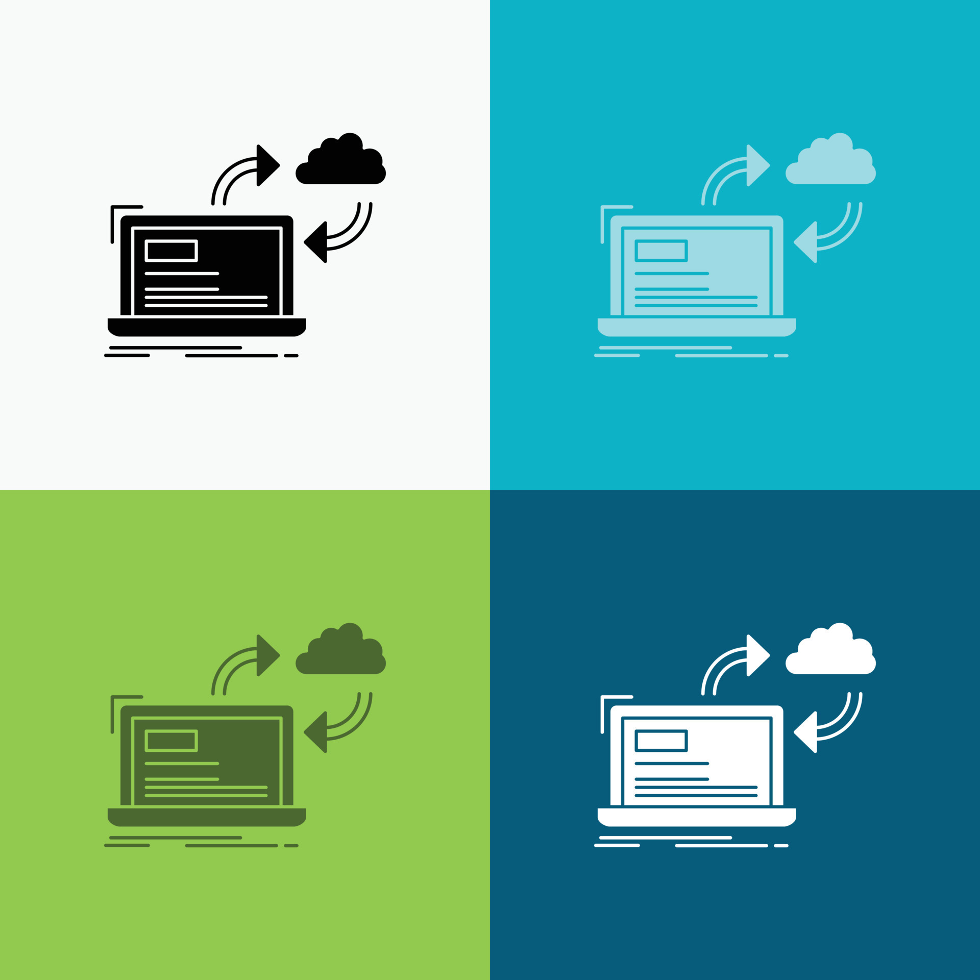 Sync Processing Data Dashboard Arrows Icon Over Various Background Glyph Style Design